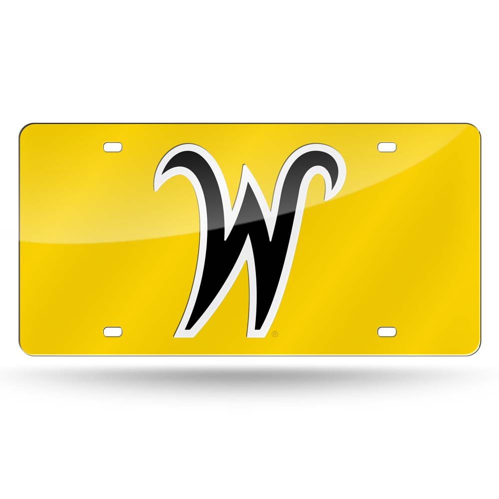 Wichita State Shockers Yellow Mirrored Laser Cut License Plate Laser ...
