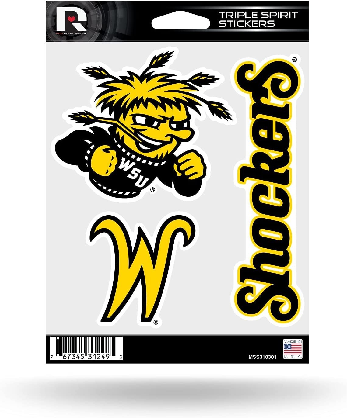 Wichita State University Shockers Sticker Decal Sheet 3-Piece Die Cut ...