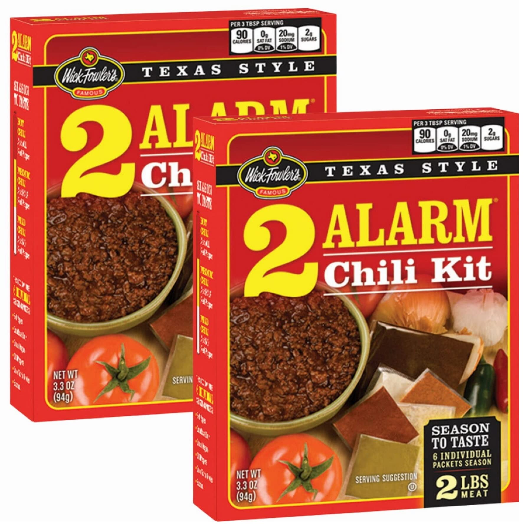 Wick Fowler's 2-Alarm SCH4 Chili Kit, Texas Style Chili Seasoning Mix ...
