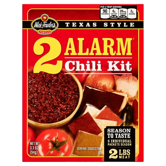 Wick Fowler's Texas Style 2 Alarm Chili Kit, Mild Mix Pack, 3.3 oz with ...