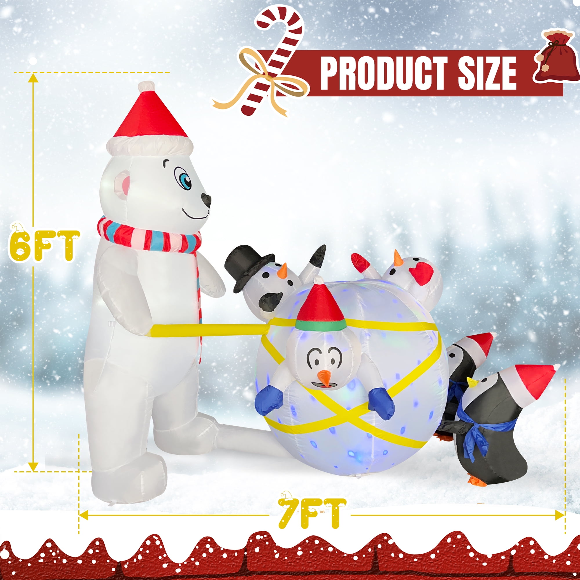 Wick's Outdoor Living Inflatable 6FT Polar Bear and Friends, Yard ...