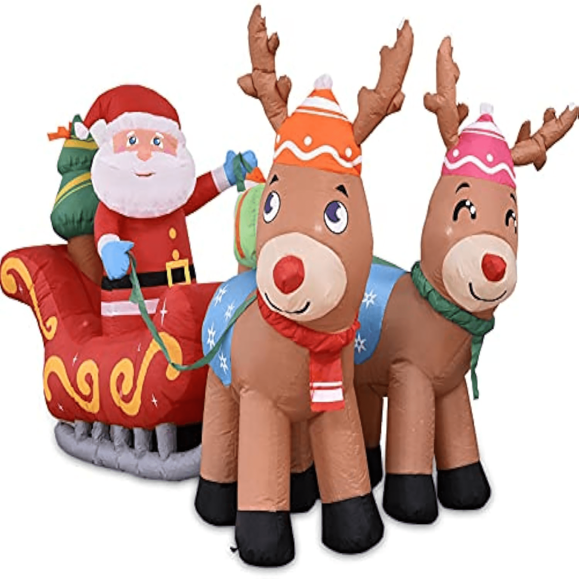 Wick's Outdoor Living Inflatable 7FT Santa and Sleigh Yard Decoration ...