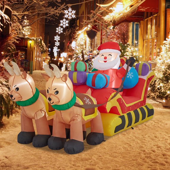 Wick's Outdoor Living Inflatable Santa and Sleigh, 8FT Yard Decoration ...