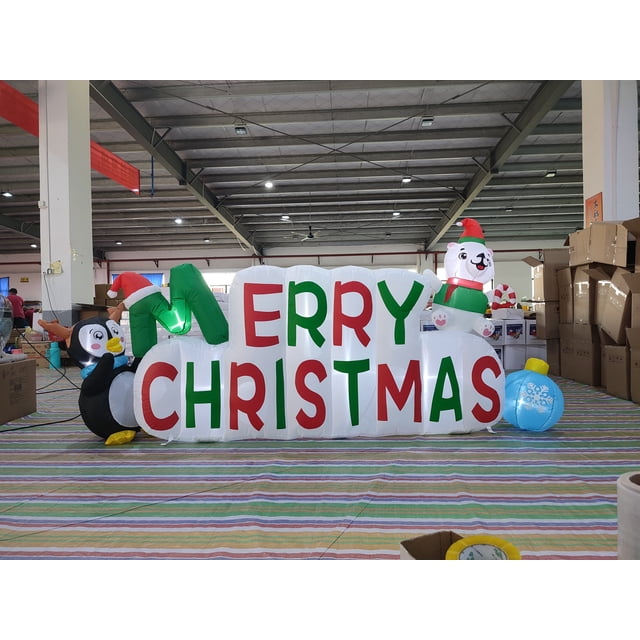 Wick's Outdoor Living Inflatable 9FT Long Merry Christmas Words, Yard ...