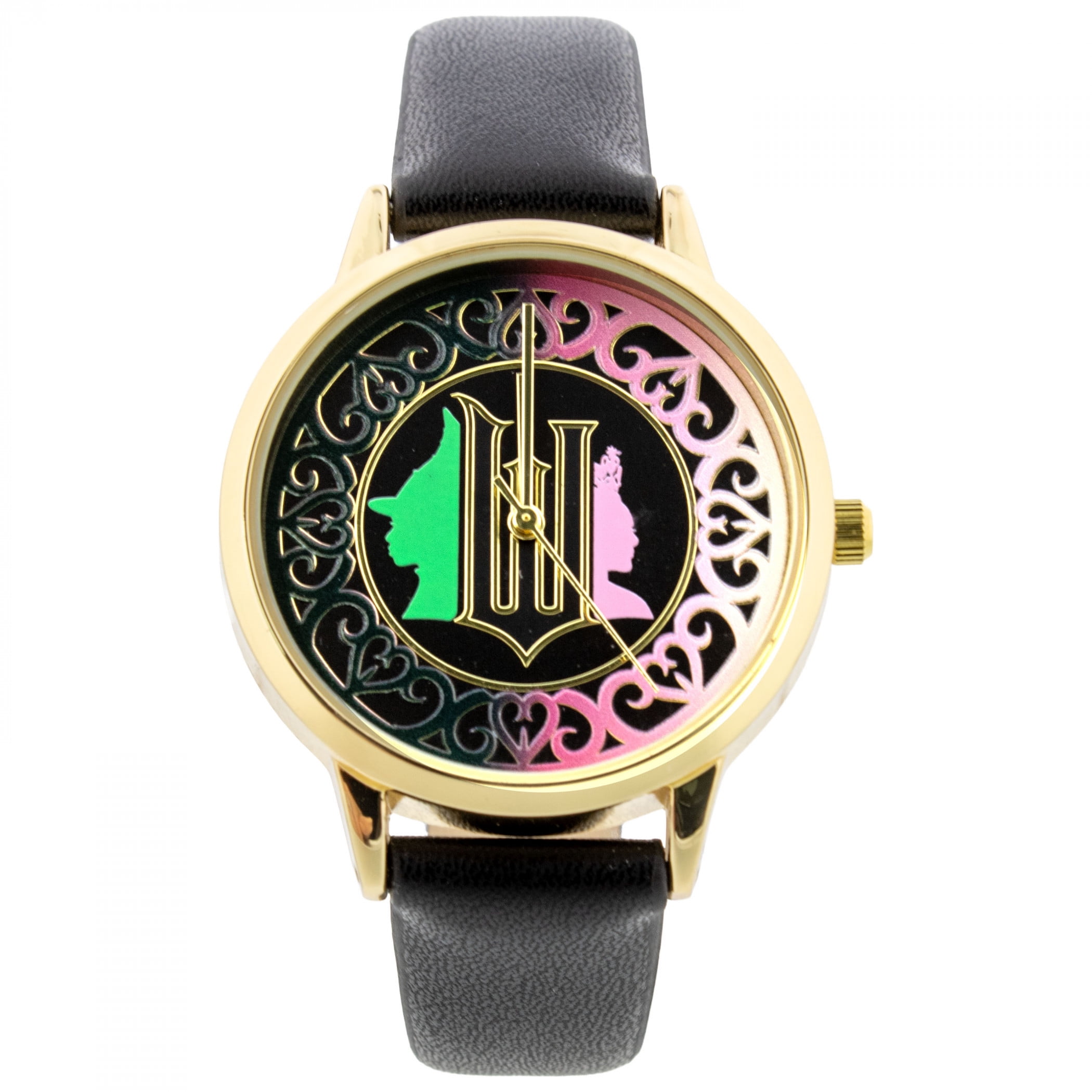 Wicked Analog Gold-Rimmed Face Watch with Black Straps - Walmart.com