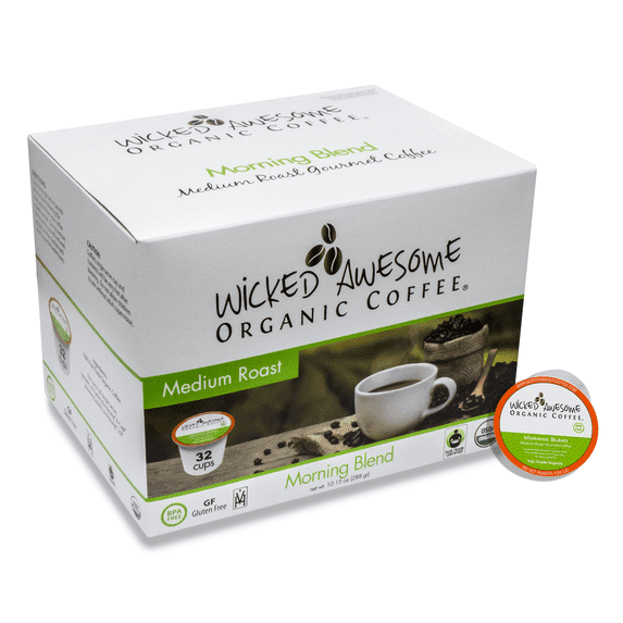 Wicked Awesome Fair Trade Organic Morning Blend Coffee, Single Serve ...