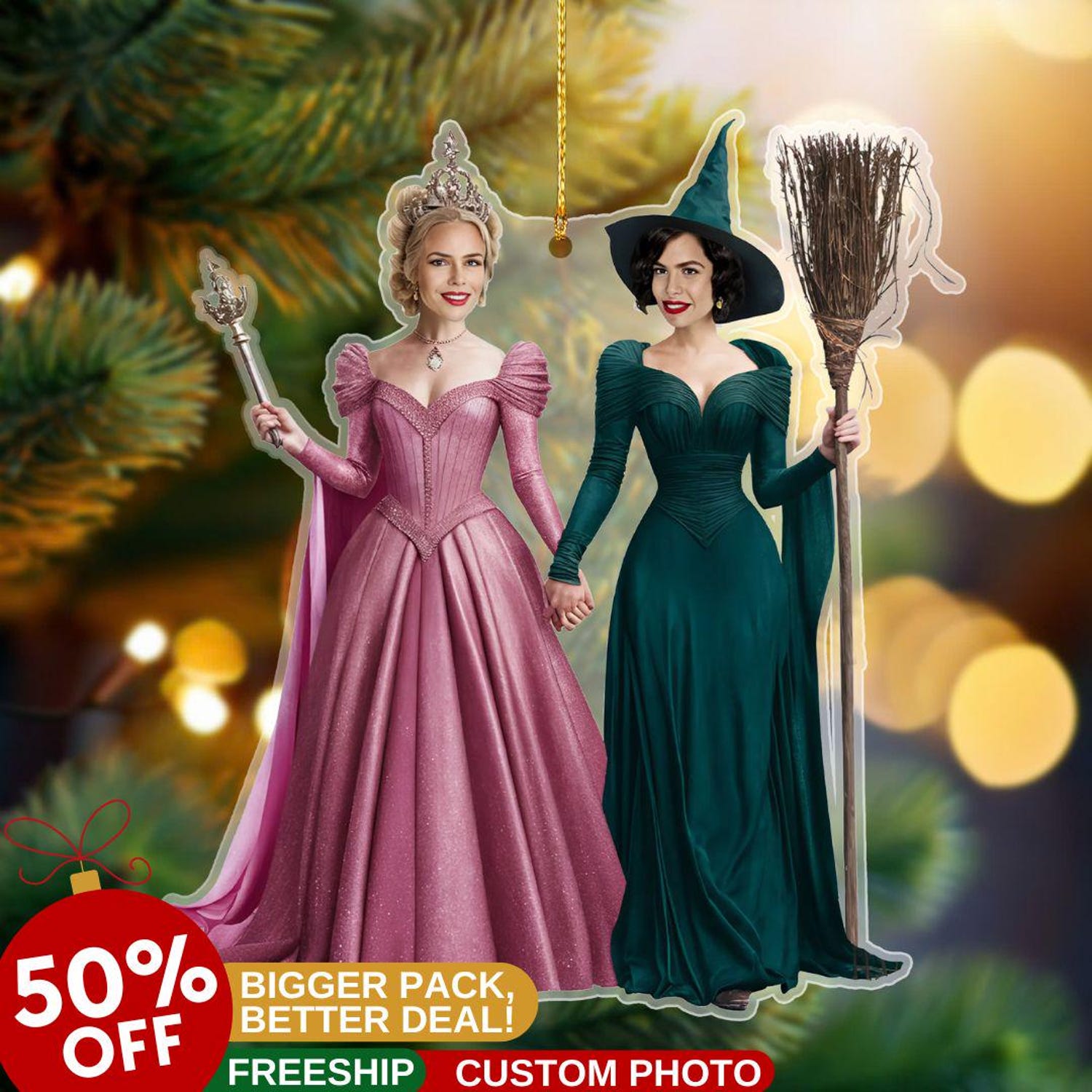 Wicked Best Friends Acrylic Ornament, Elphaba Glinda Bestie BFF Gifts ...