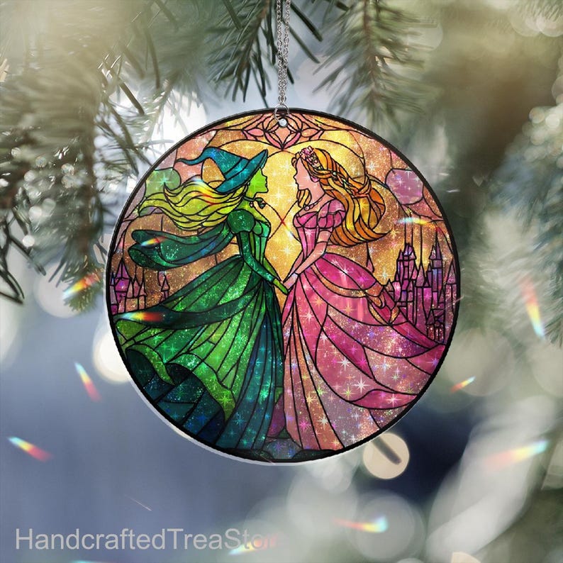 Wicked Besties Stained Glass Ornament – Elphaba & Glinda Acrylic ...