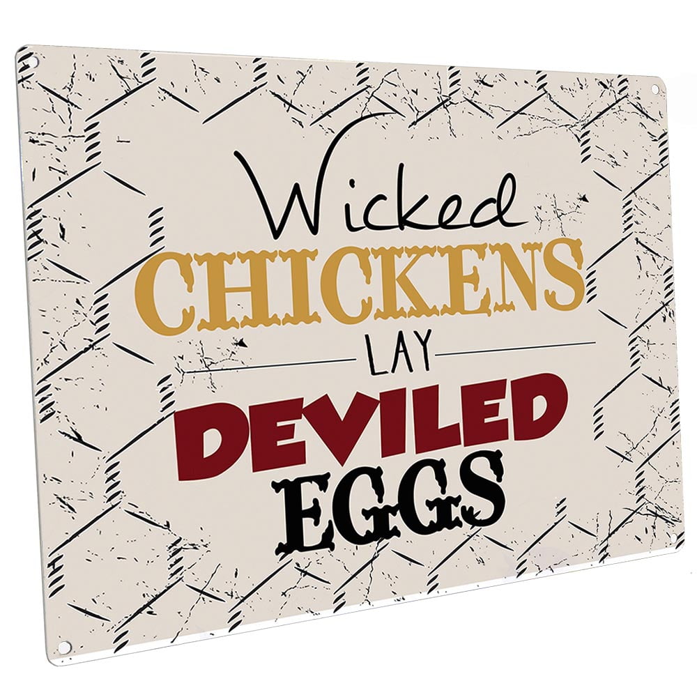 Wicked Chickens Lay Deviled Eggs 9"x12" Metal Sign, Wall Decor for Farm ...