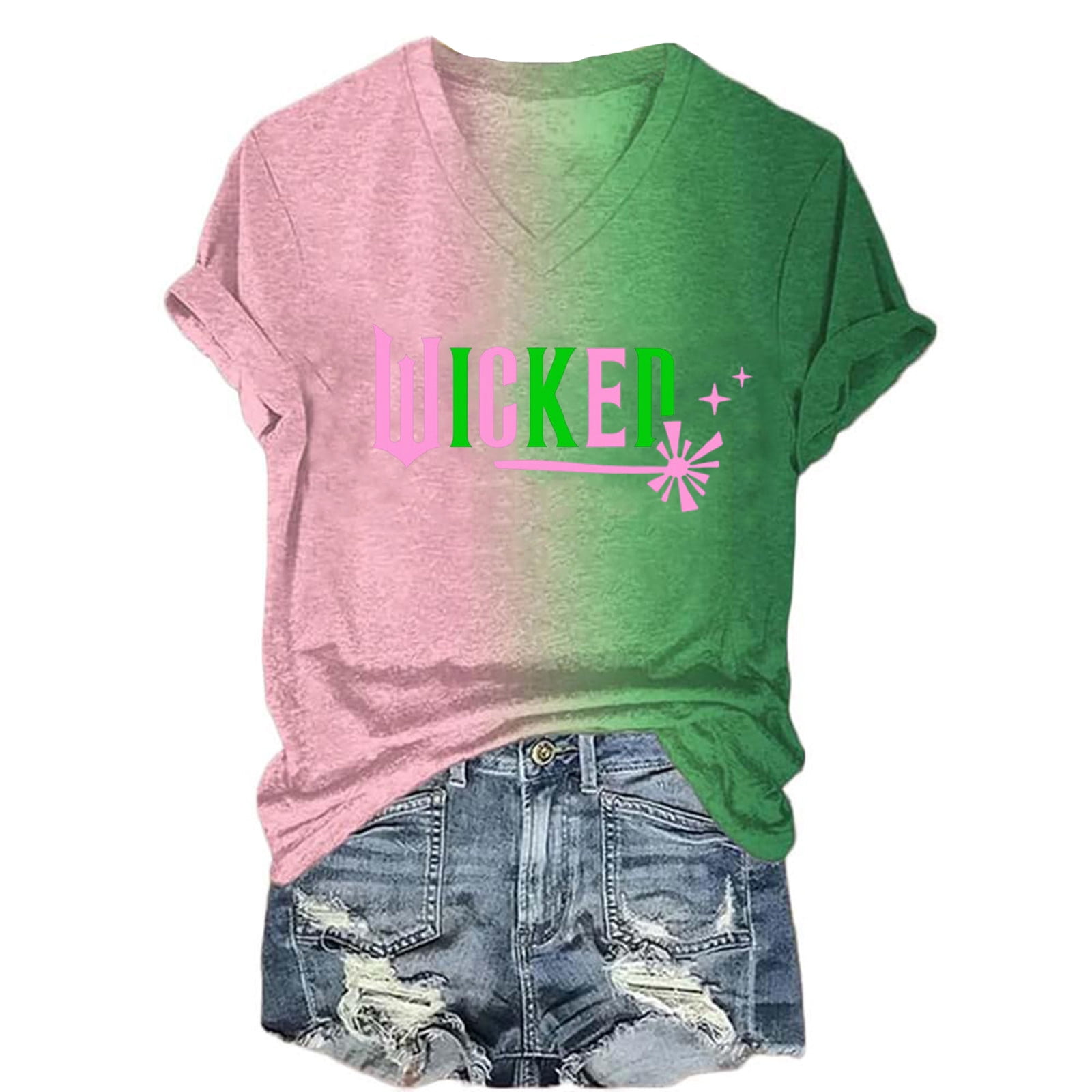 Wicked Crewneck T-Shirt Women's Fashionable Casual Short Sleeved Pink ...