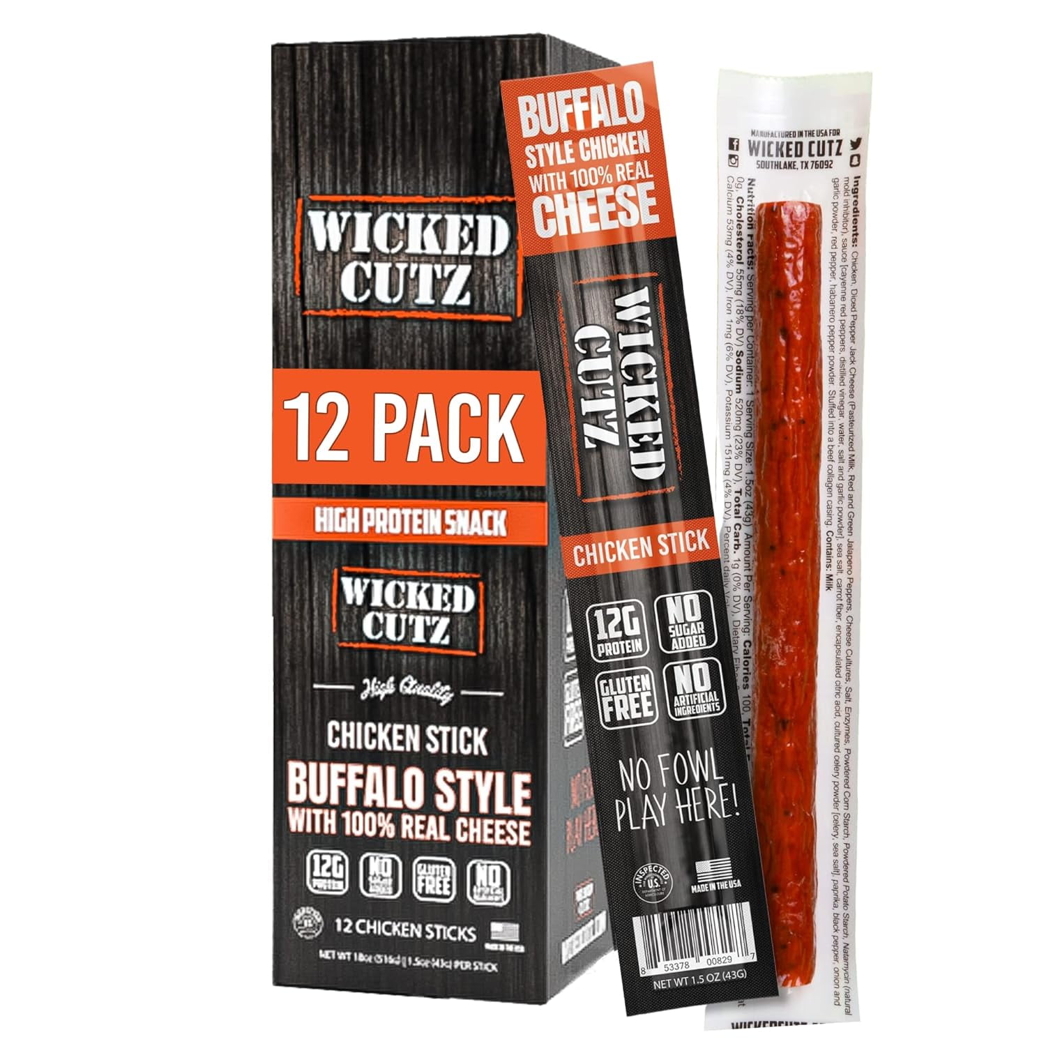 Wicked Cutz Premium Chicken Jerky Sticks, High Quality, Protein-Rich ...