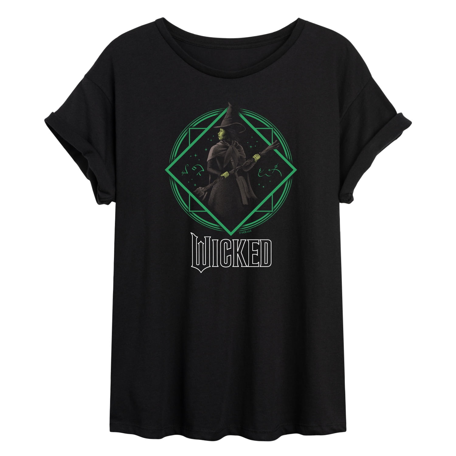 Wicked - Elphaba And Broomstick - Women's Oversized Graphic T-Shirt ...
