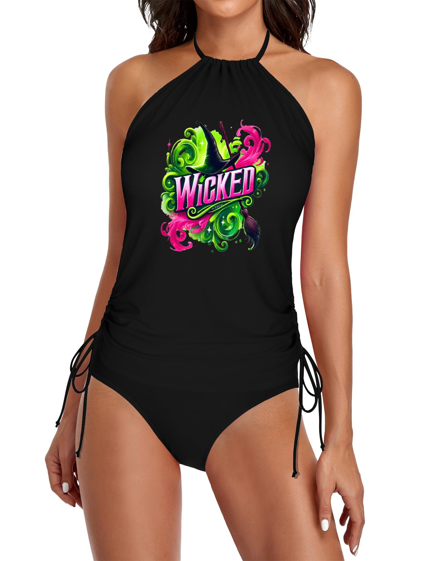 Wicked Elphaba And Galinda Women's Tankini Sets Two Piece Swimsuit Halter Neck Sexy Mid Rise ...