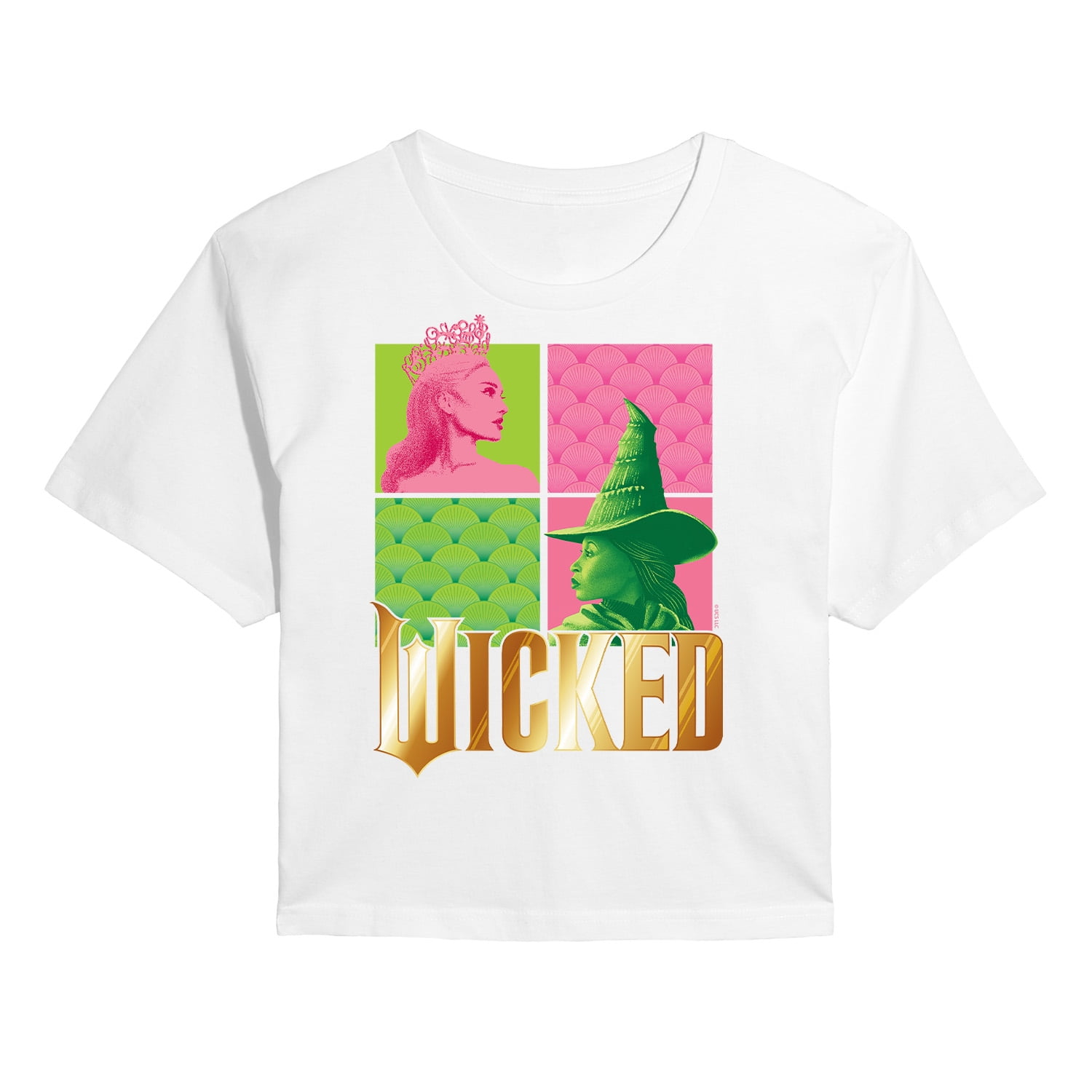 Wicked - Elphaba And Glinda Logo - Juniors Cropped Graphic T-Shirt ...