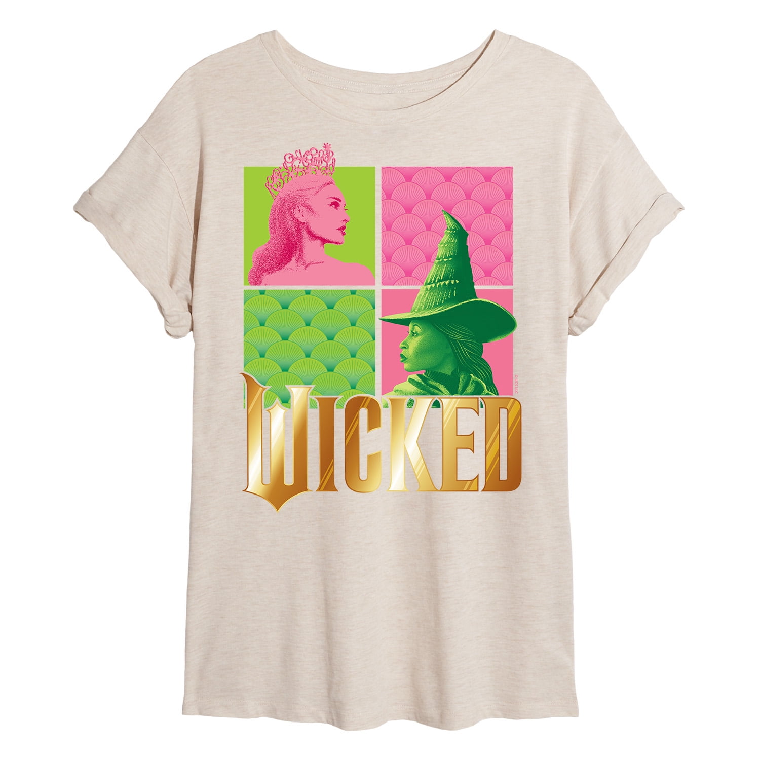 Wicked - Elphaba And Glinda Logo - Women's Oversized Graphic T-Shirt ...