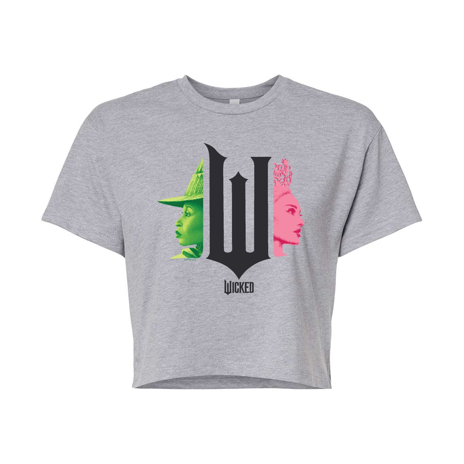 Wicked - Elphaba And Glinda Side Profiles - Juniors Cropped Graphic T ...