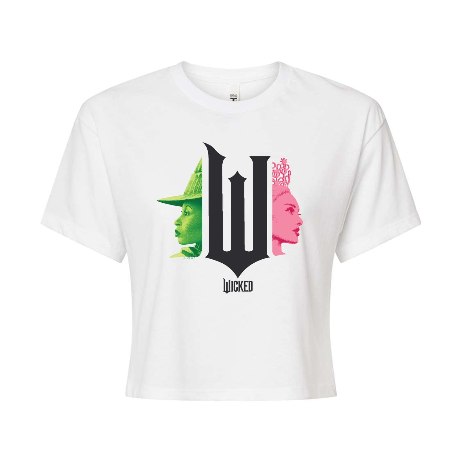 Wicked - Elphaba And Glinda Side Profiles - Juniors Cropped Graphic T ...