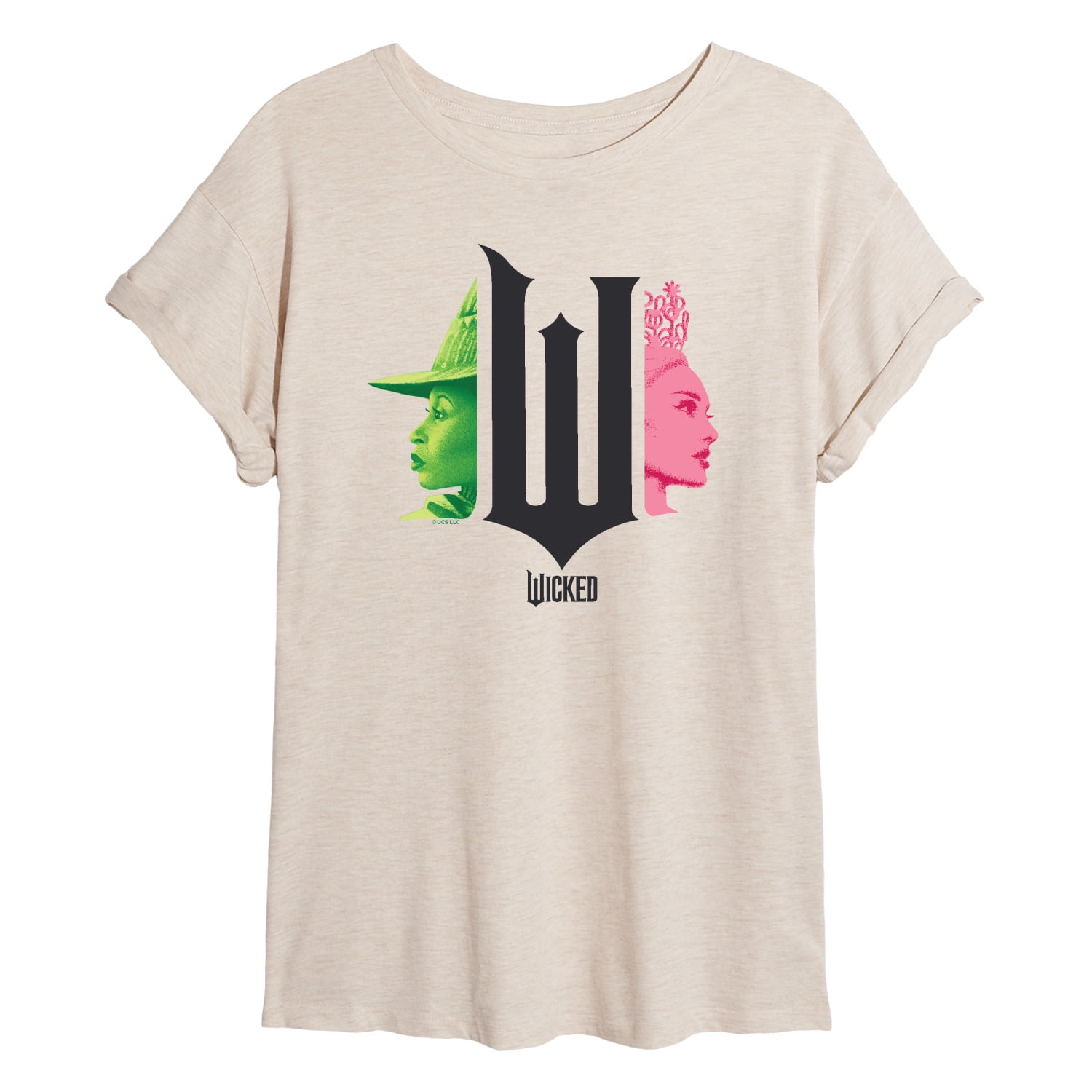 Wicked - Elphaba And Glinda Side Profiles - Women's Oversized Graphic T ...