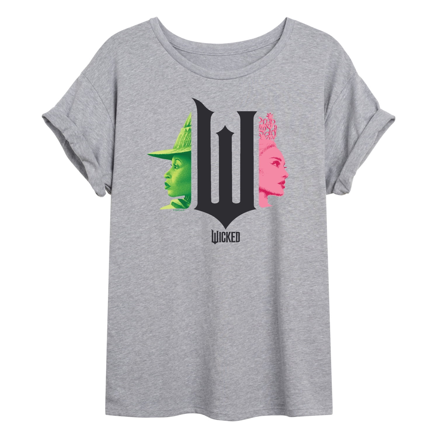 Wicked - Elphaba And Glinda Side Profiles - Women's Oversized Graphic T ...