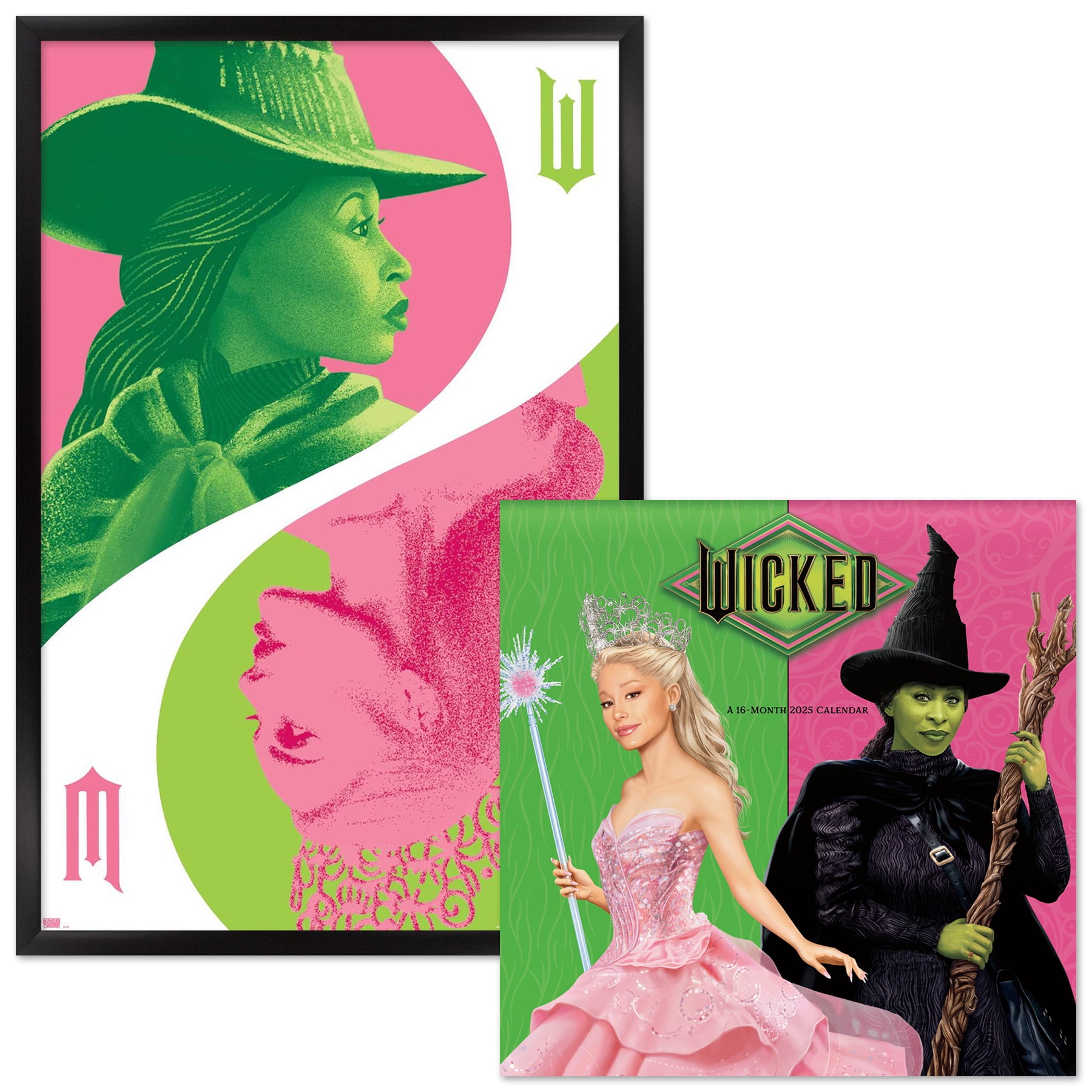 Wicked Elphaba and Glinda Framed Poster and 2025 Calendar Wicked Framed ...