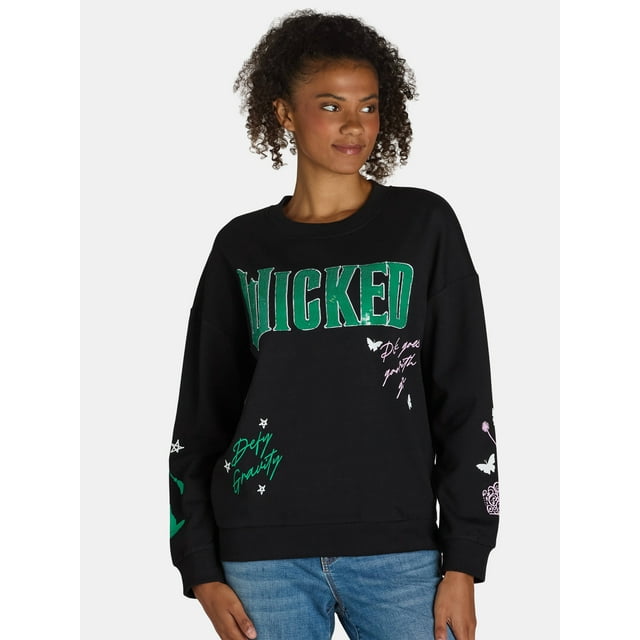 Wicked Embroidered Graphic Sweatshirt, Women's - Walmart.com
