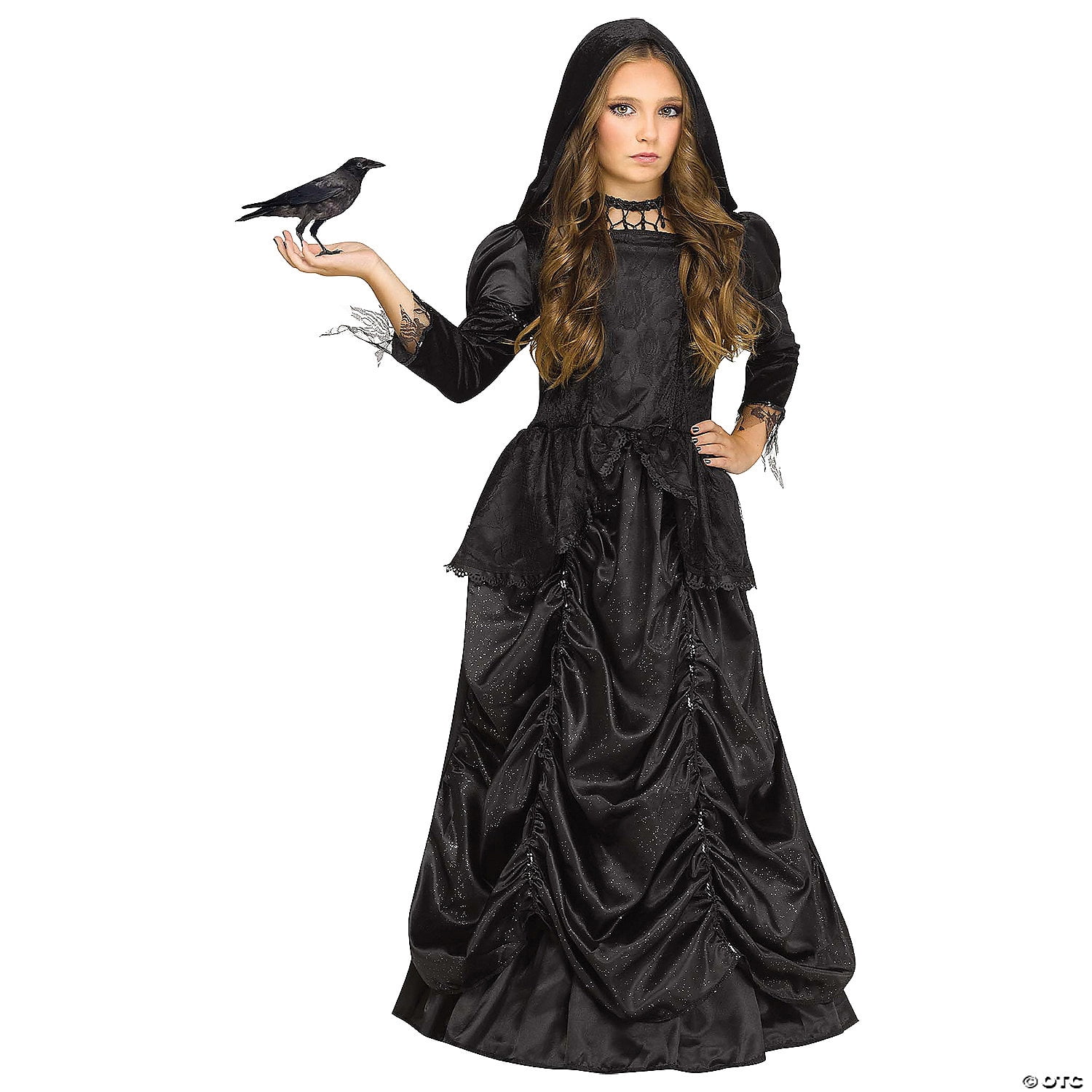 Wicked Evil Queen Black Gothic Gown Child Halloween Costume Girls LARGE ...