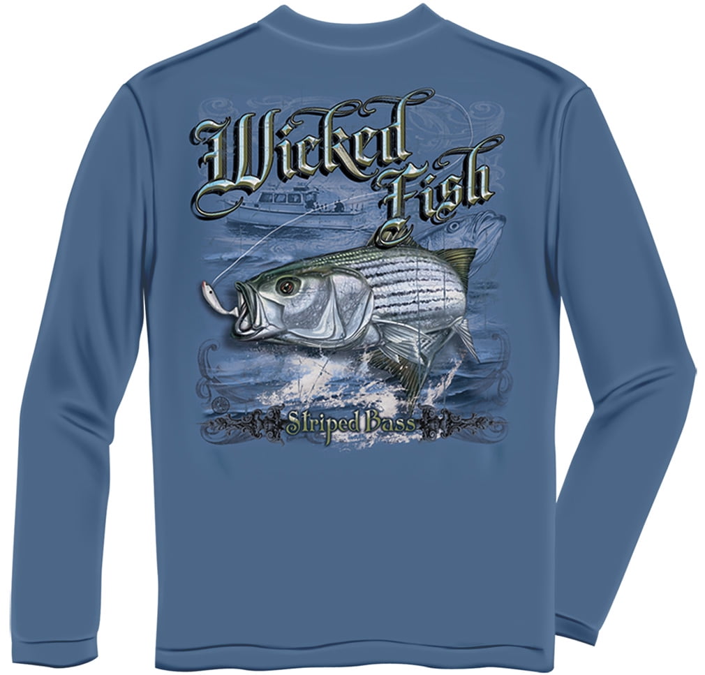Wicked Fish Striped Bass Hooked Long Sleeve Shirt - Walmart.com