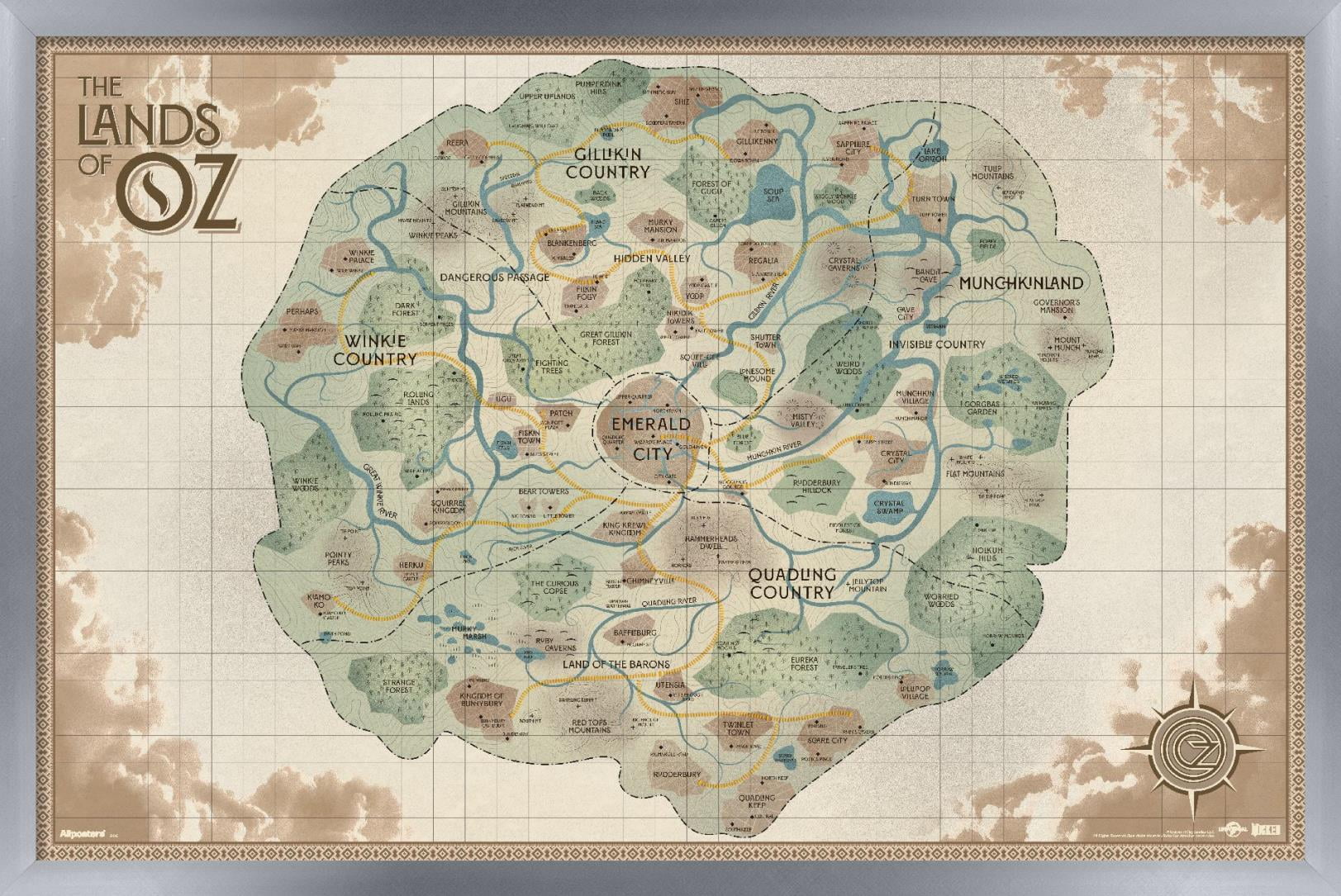 Wicked: For Good (2025) - Map Wall Poster, 14.725" x 22.375" Framed ...