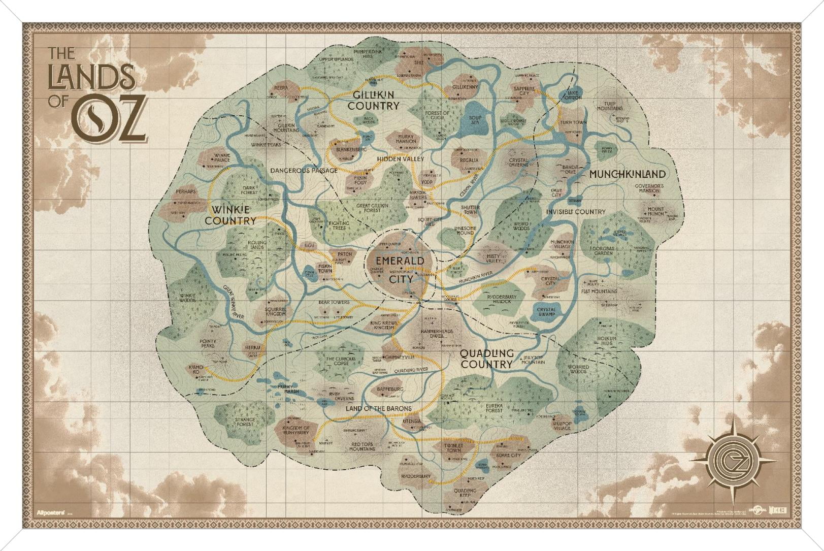 Wicked: For Good (2025) - Map Wall Poster, 22.375" x 34" Framed ...