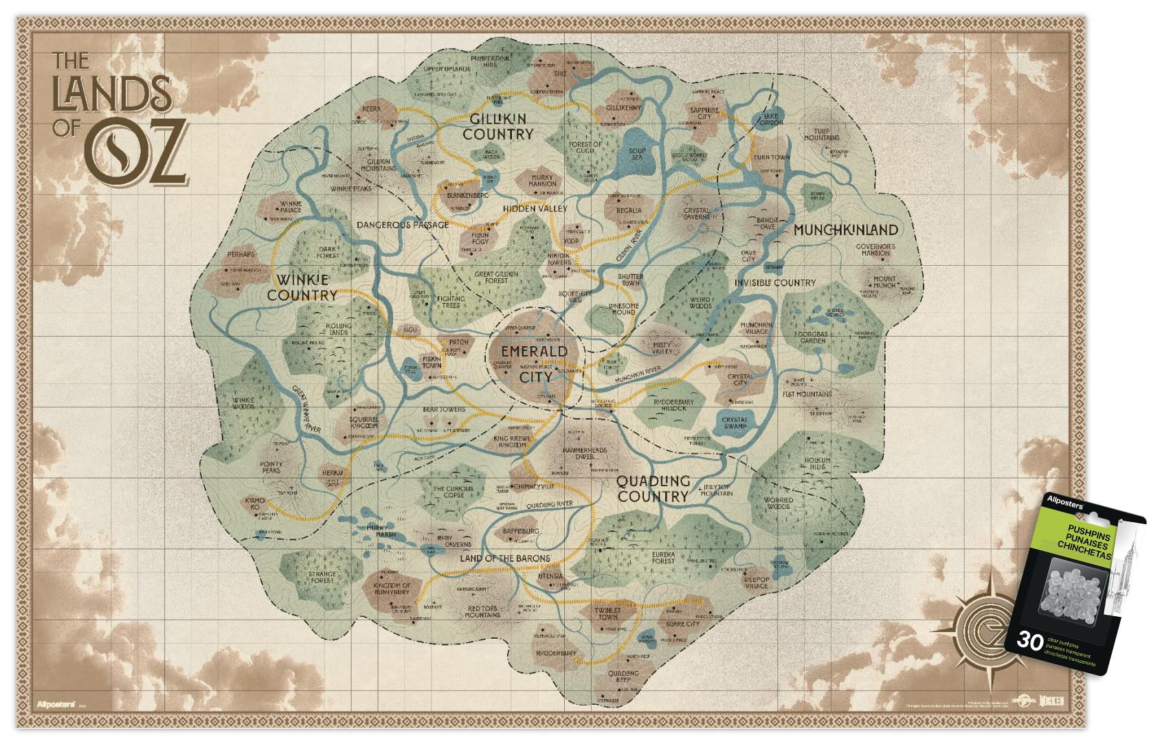 Wicked: For Good (2025) - Map Wall Poster with Pushpins, 22.375" x 34 ...