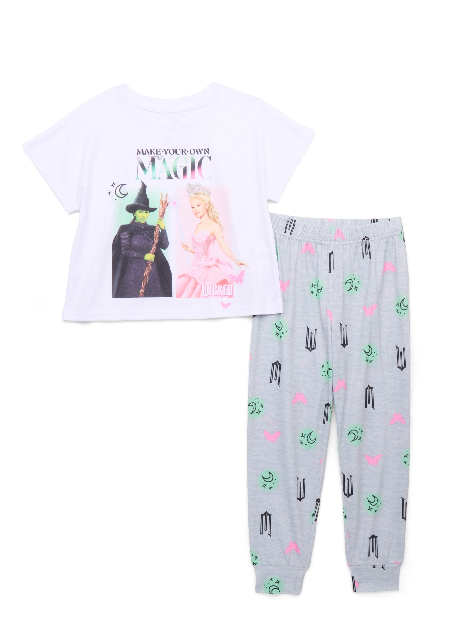 Wicked Girls Make Your Own Magic Graphic Print Pajama Set, 2-Piece ...