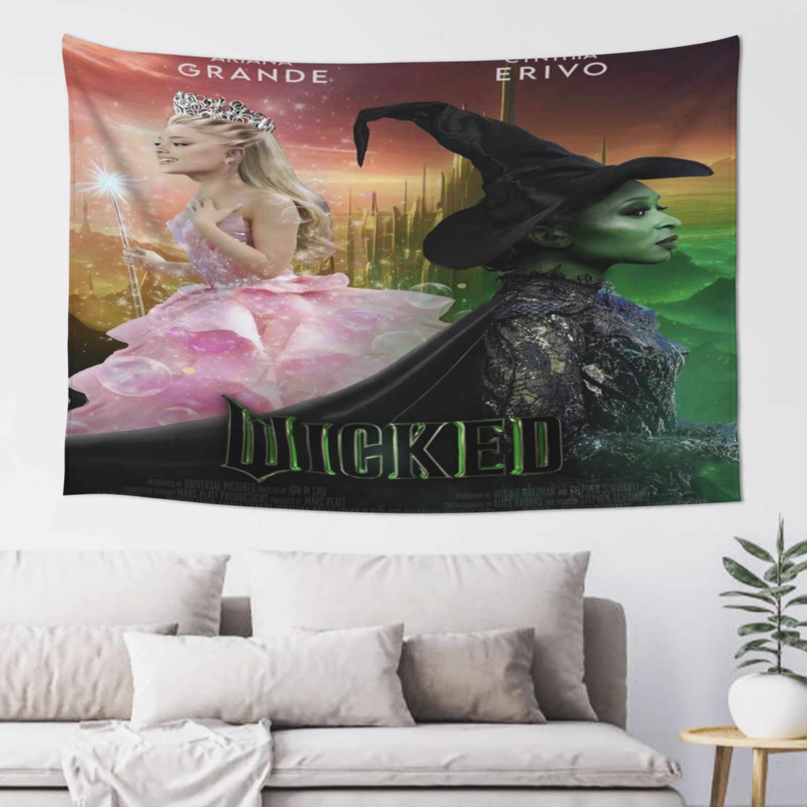 Wicked Glinda and Elphaba ThemeTapestry—A wall hanging filled with ...