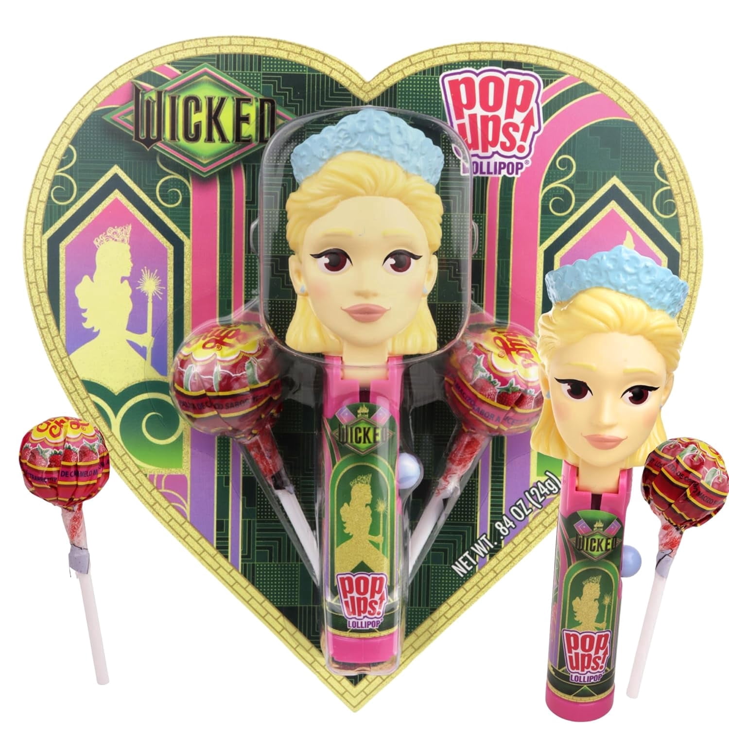 Wicked Glinda Pop Ups Heart Box, Character Lollipop Holder with Two ...
