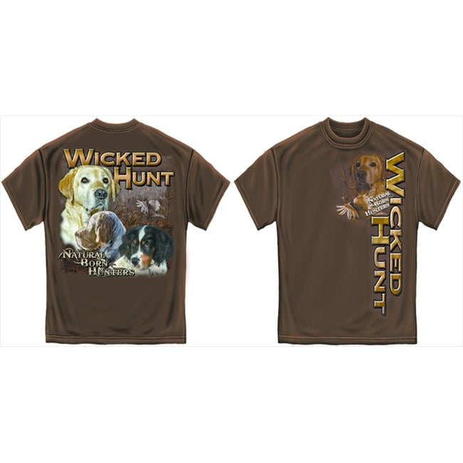 Wicked Hunt Natural Born Hunters Hunting Dogs T-Shirt by , Brown ...