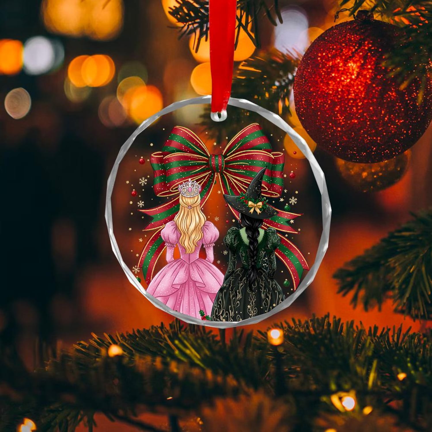 Wicked Inspired Christmas Ornament, Glinda & Elphaba Holiday Decor ...