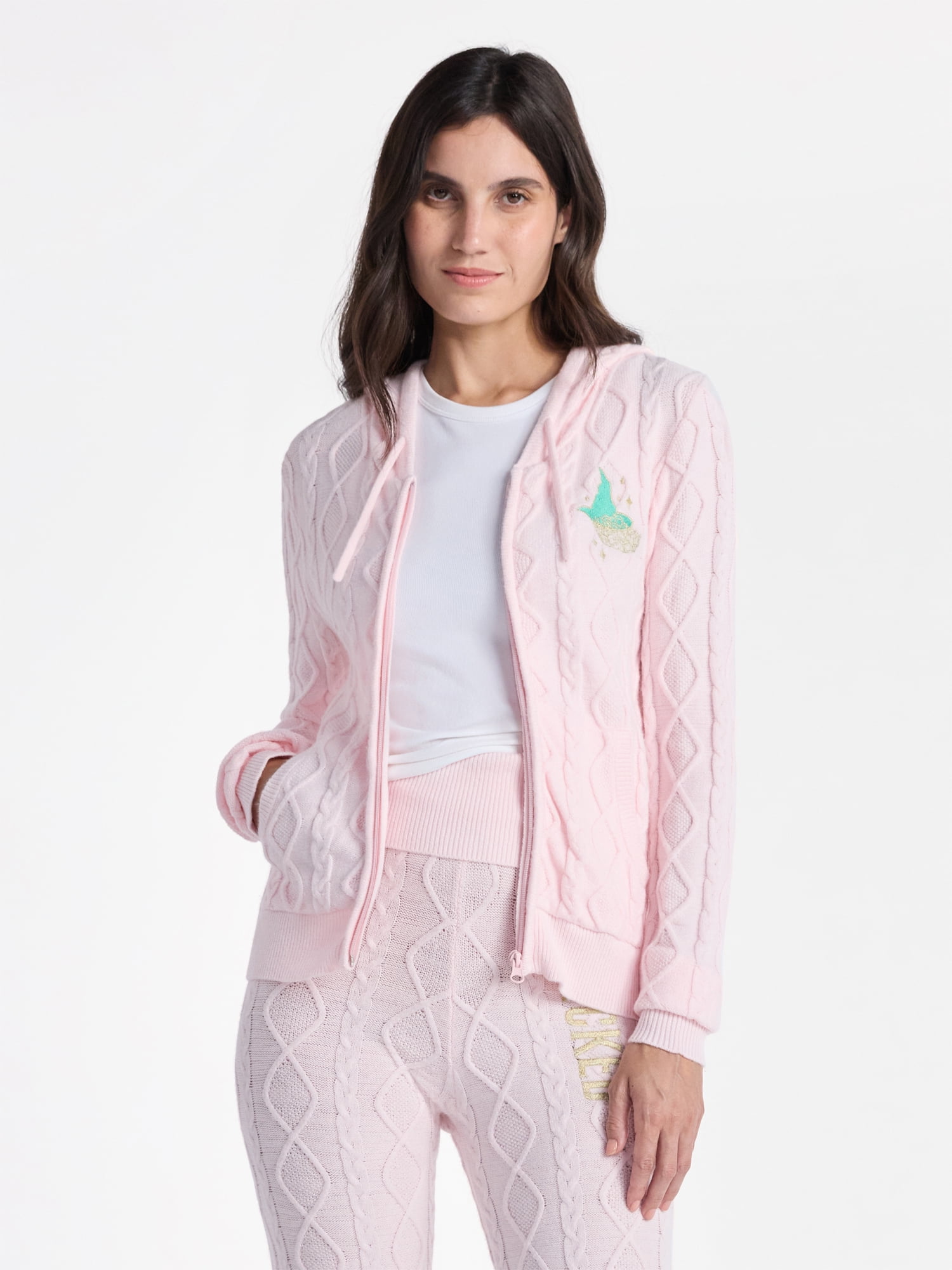 Wicked Women's Graphic Cable Knit Sweater Hoodie, Sizes XXS-XXL ...