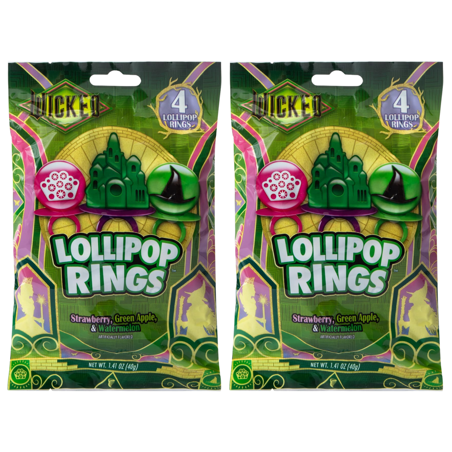 Wicked Lollipop Rings Variety Pack, Strawberry Green Apple Watermelon ...