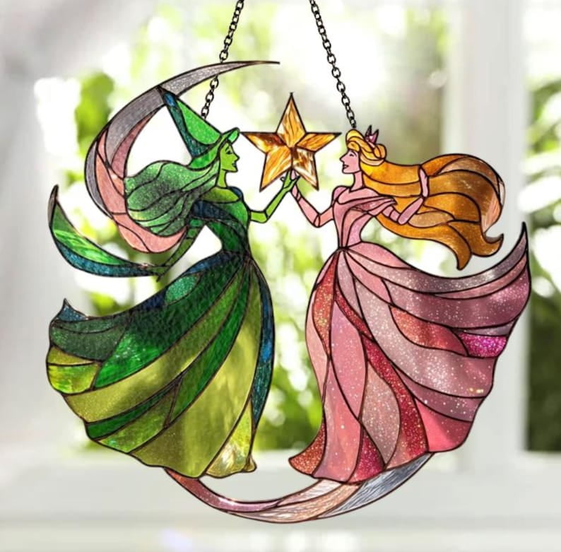 Wicked Musical Suncatcher – Elphaba Glinda Acrylic Window Hanging Decor ...