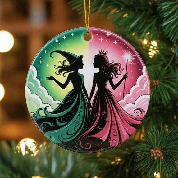 Wicked Pink Green Split Ornament 2025 – Princess Witch Christmas Gift ...