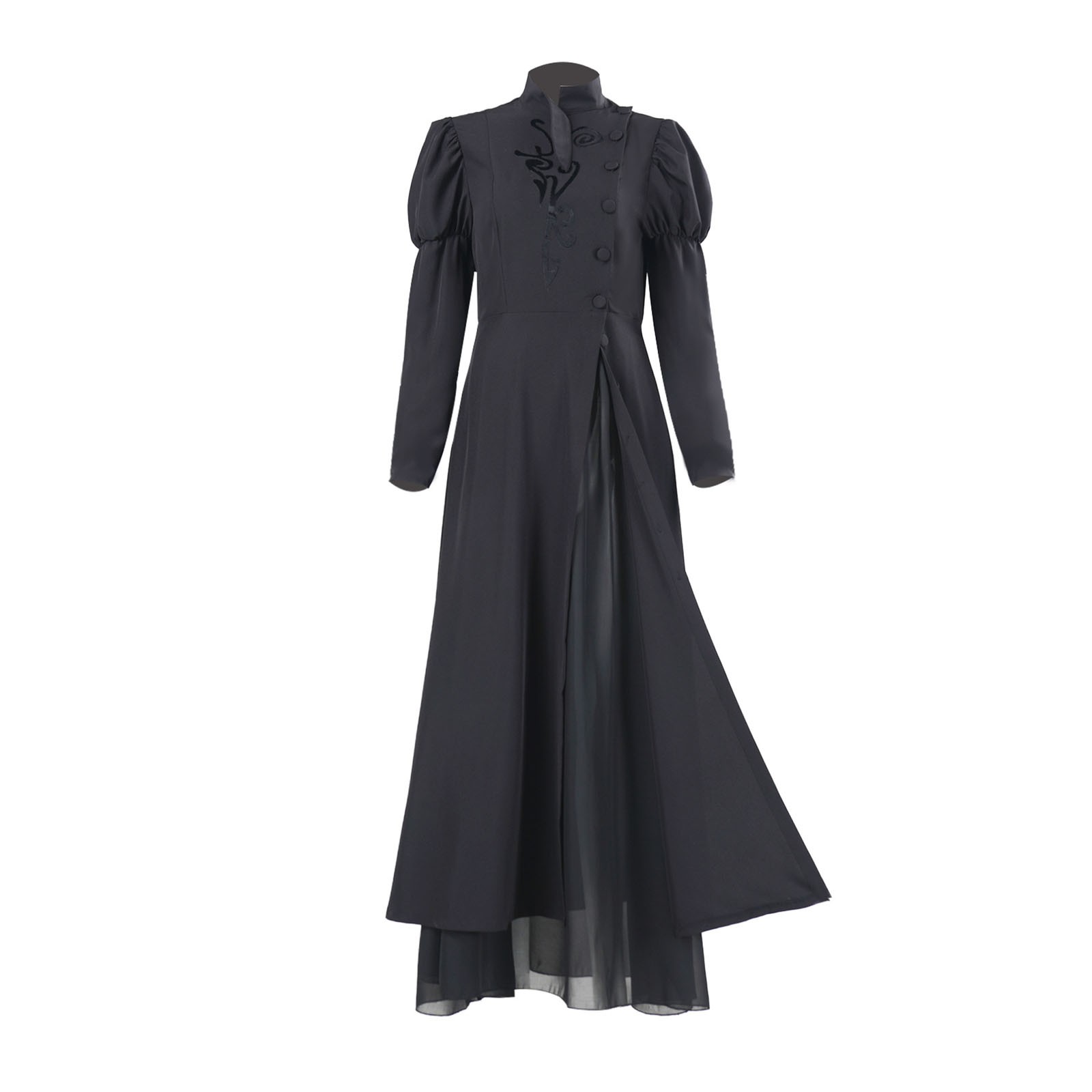 Wicked Pringt Elegant Vintage Black Long Sleeve High Collar Gothic ...