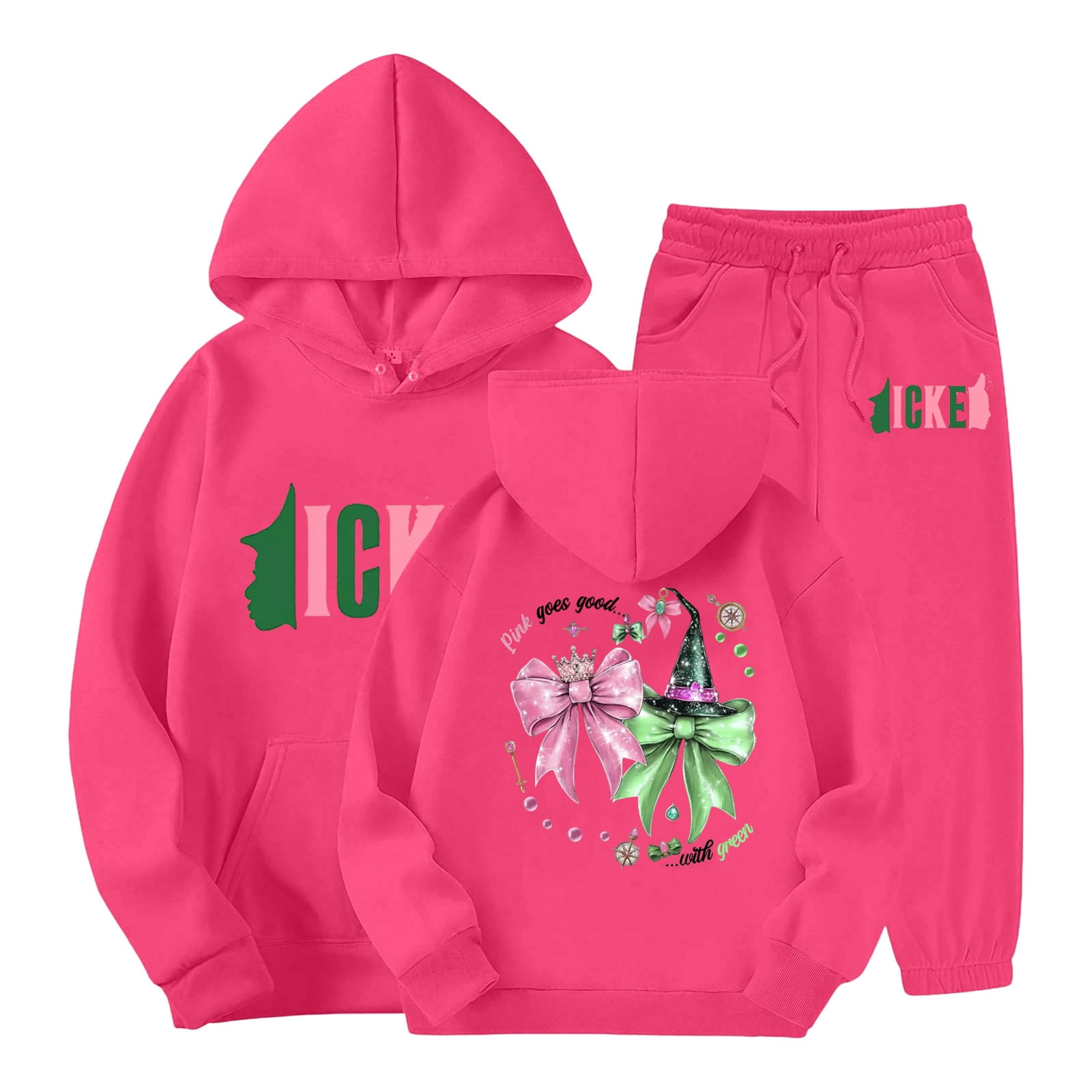 Wicked Print Girls Tracksuit 2-Piece Set Hoodie and Pants Kids Active ...