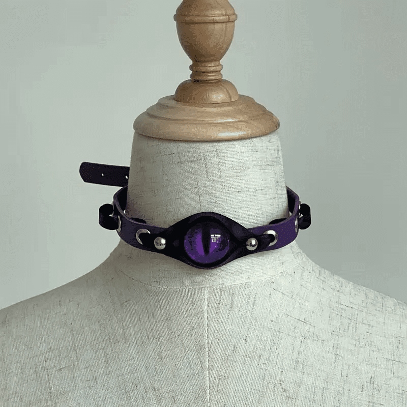 Wicked Silk Emo Cosplay Dragon Eye Faux Leather Choker - Purple ...