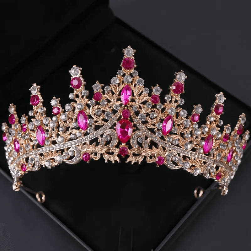 Wicked Silk Prom, Quinceanera Jeweled Crown Tiara Headband - Gold Hot ...