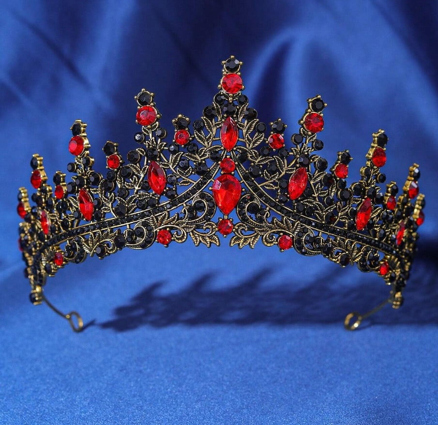 Wicked Silk Prom, Quinceanera Jeweled Crown Tiara Headband - Goth Black ...