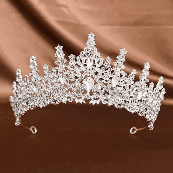 Wicked Silk Prom, Quinceanera Jeweled Crown Tiara Headband - Silver ...
