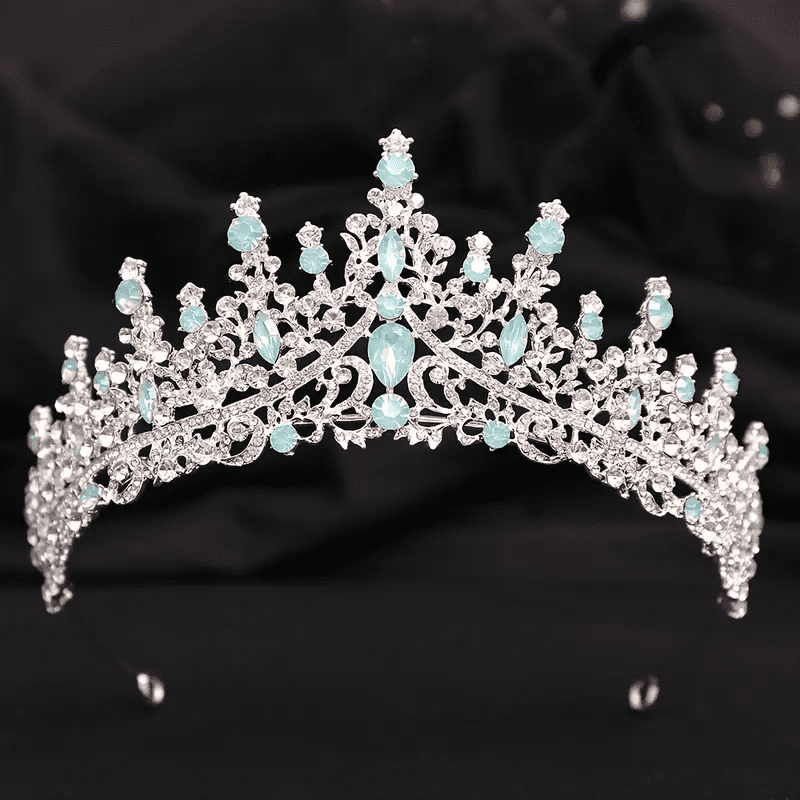Wicked Silk Prom, Quinceanera Jeweled Crown Tiara Headband - Silver ...