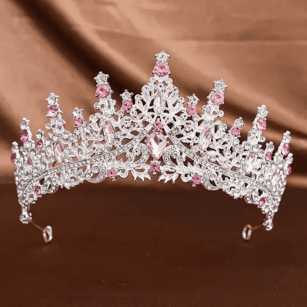 Wicked Silk Prom, Quinceanera Jeweled Crown Tiara Headband - Silver ...