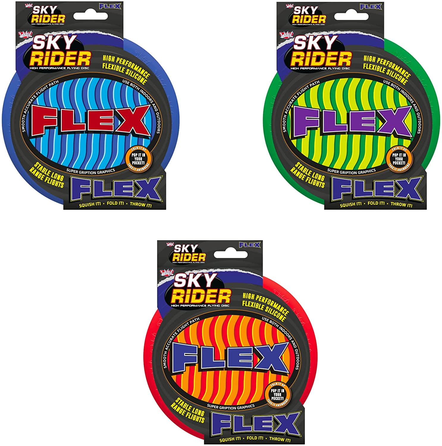 Wicked Sky Rider Flex - Toy Frisbee, Foldable Silicone, Long Range ...