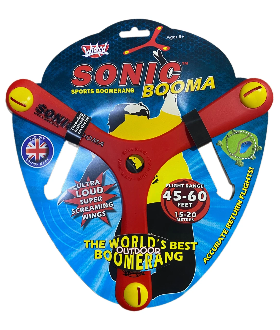 Wicked Sonic Booma - The World's Best Outdoor Boomerang (RED) - Walmart.com