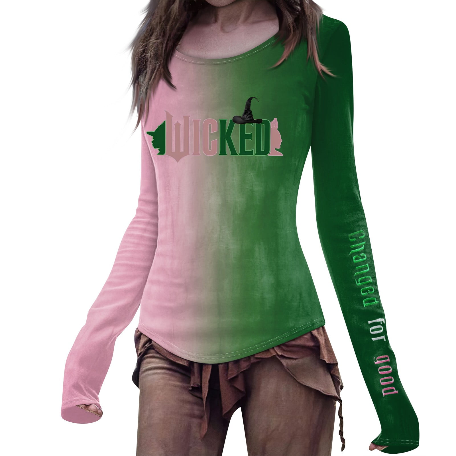 Wicked Sweatshirt Shirt for Women, Wicked Merch Women's Long Sleeve Gradient Top Casual Fashion ...